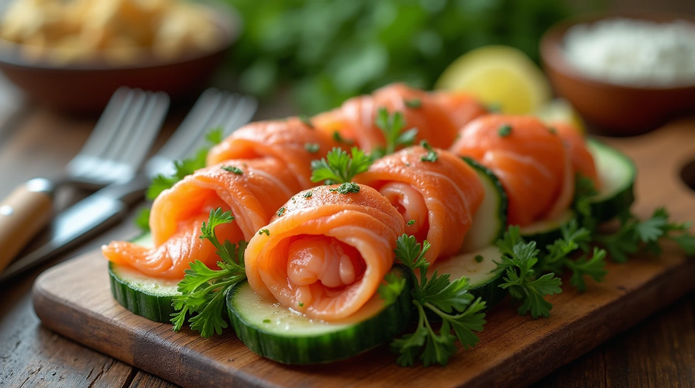 Smoked Salmon Cucumber Rolls - Meatydelights
