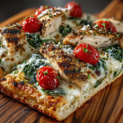 Chicken Alfredo Flatbread - Meatydelights
