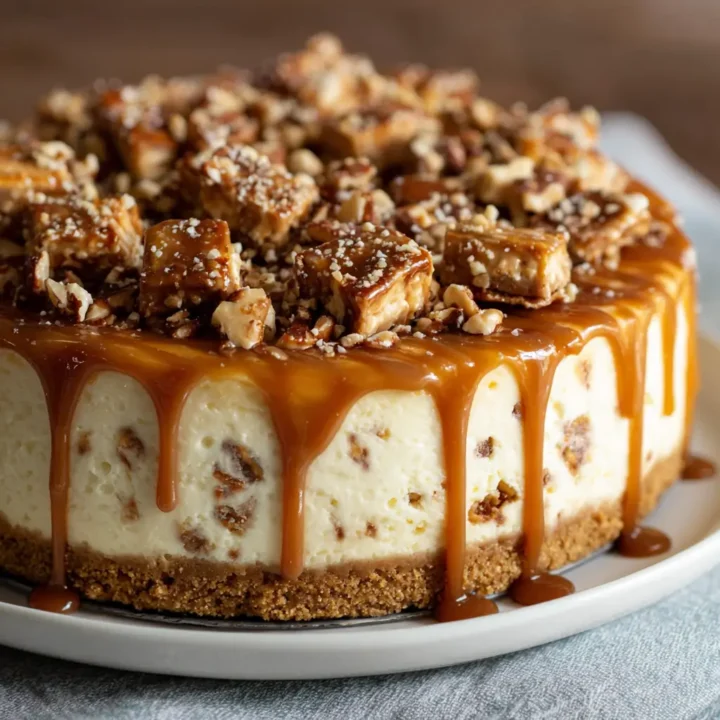 Snickers Cheesecake with Salted Caramel - Meatydelights