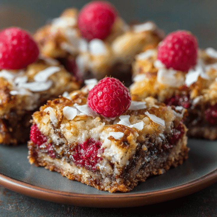 Raspberry Coconut Magic Bars Recipe - Meatydelights