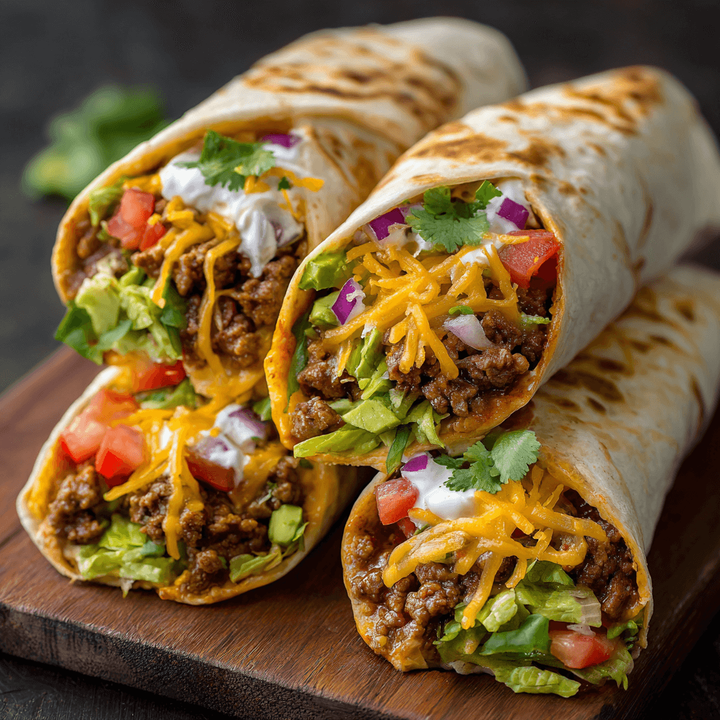 Ultimate Loaded Beef and Cheese Taco Wraps Recipe - Meatydelights