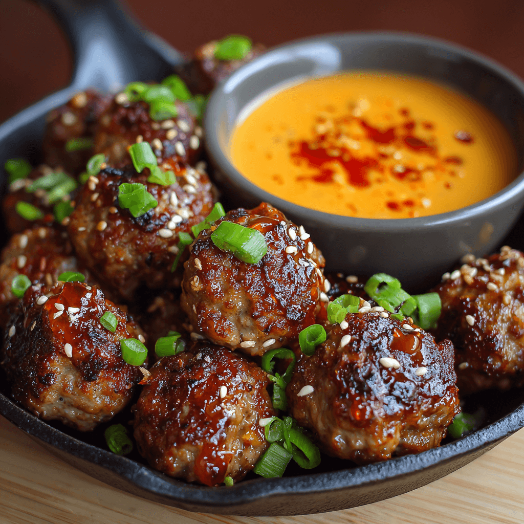 Korean BBQ Meatballs with Spicy Mayo Dip Recipe - Meatydelights