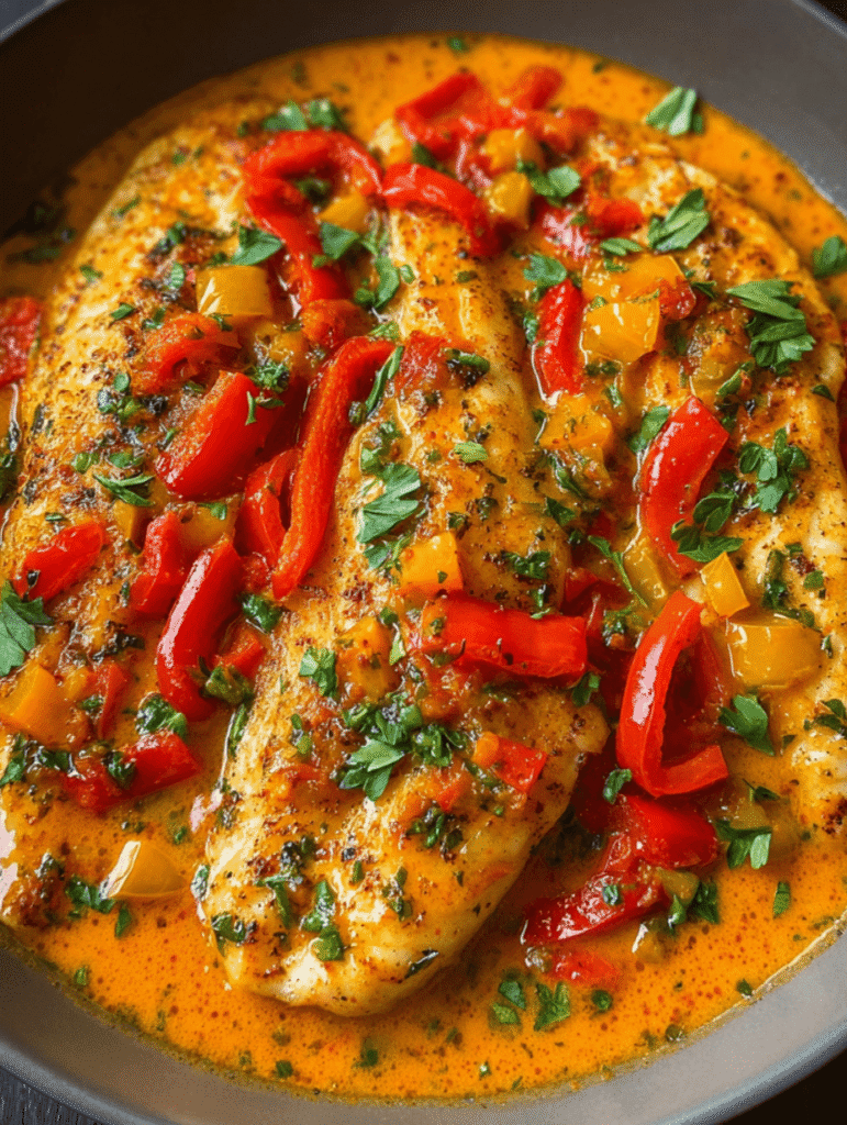 Quick Tilapia in Roasted Pepper Sauce Recipe - Meatydelights