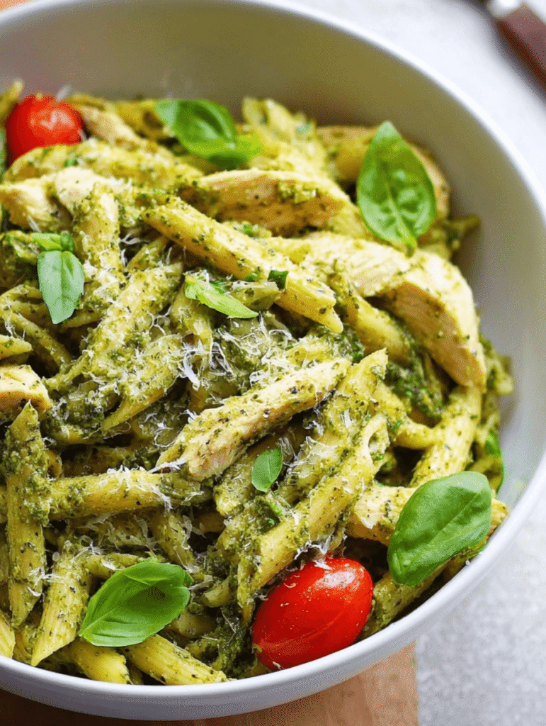 Chicken Pesto Pasta Recipe - Meatydelights