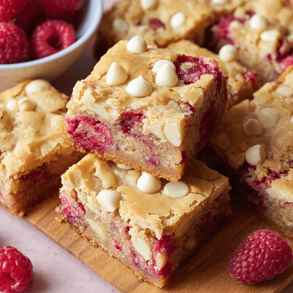 Raspberry White Chocolate Blondies Recipe - Meatydelights