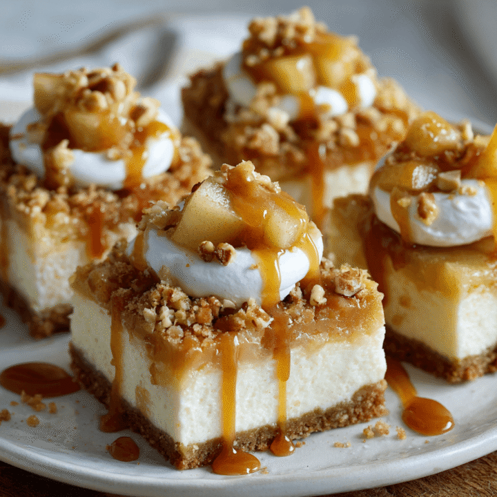 Caramel Apple Cheesecake Bars Recipe - Meatydelights