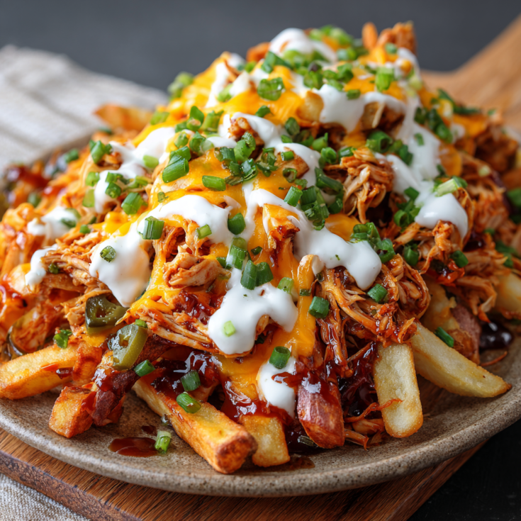 Loaded BBQ Pulled Chicken Fries Recipe - Meatydelights
